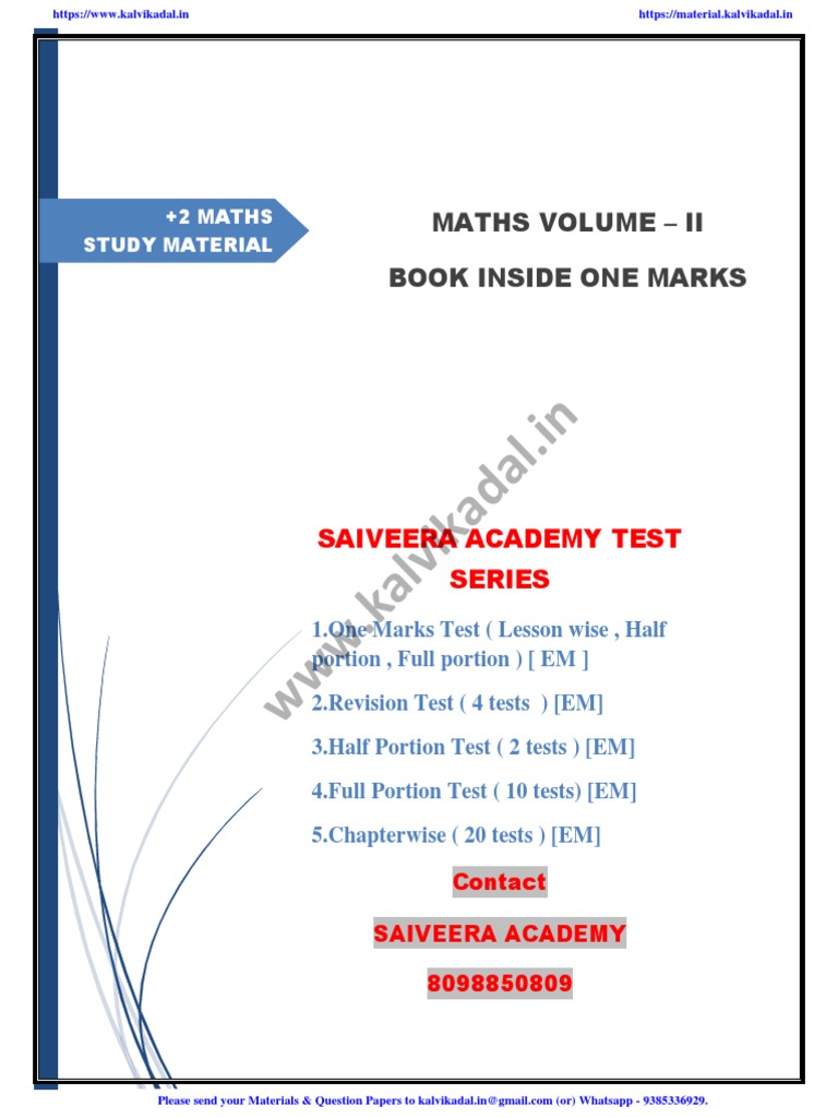 12thy Maths Creative One Mark Questions Vol-2 | PDF | Slope | Tangent