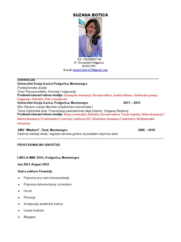 Botica Suzana CV Word | PDF