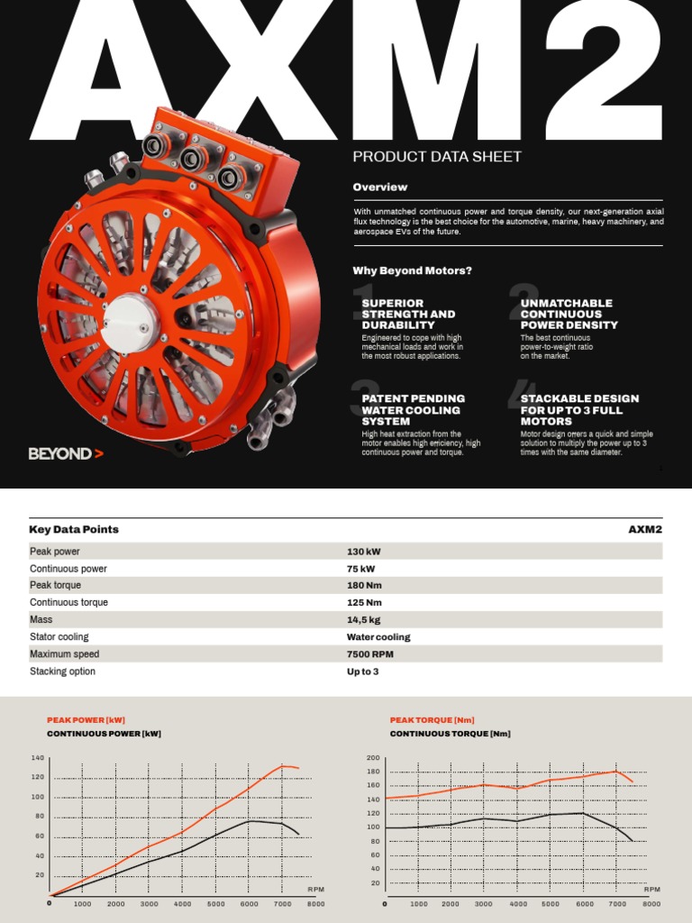 Beyond Motors AXM2 Data Sheet | PDF | Electric Motor | Electromagnetism