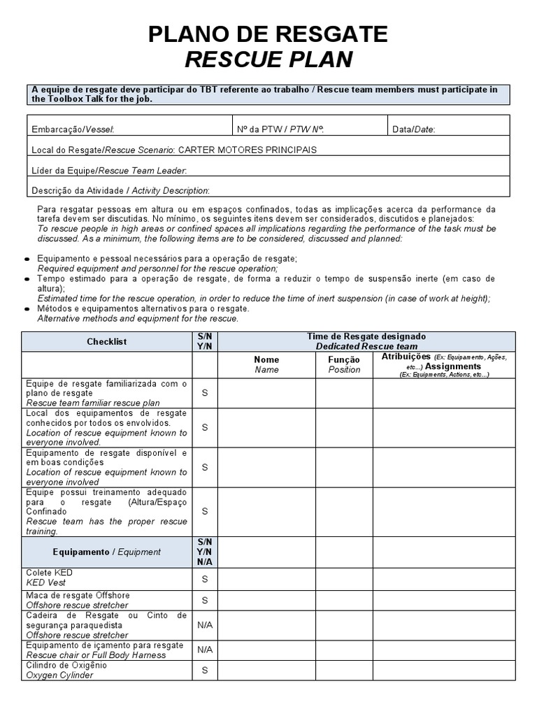 Plano de Resgate | PDF | Segurança pública | Resgate