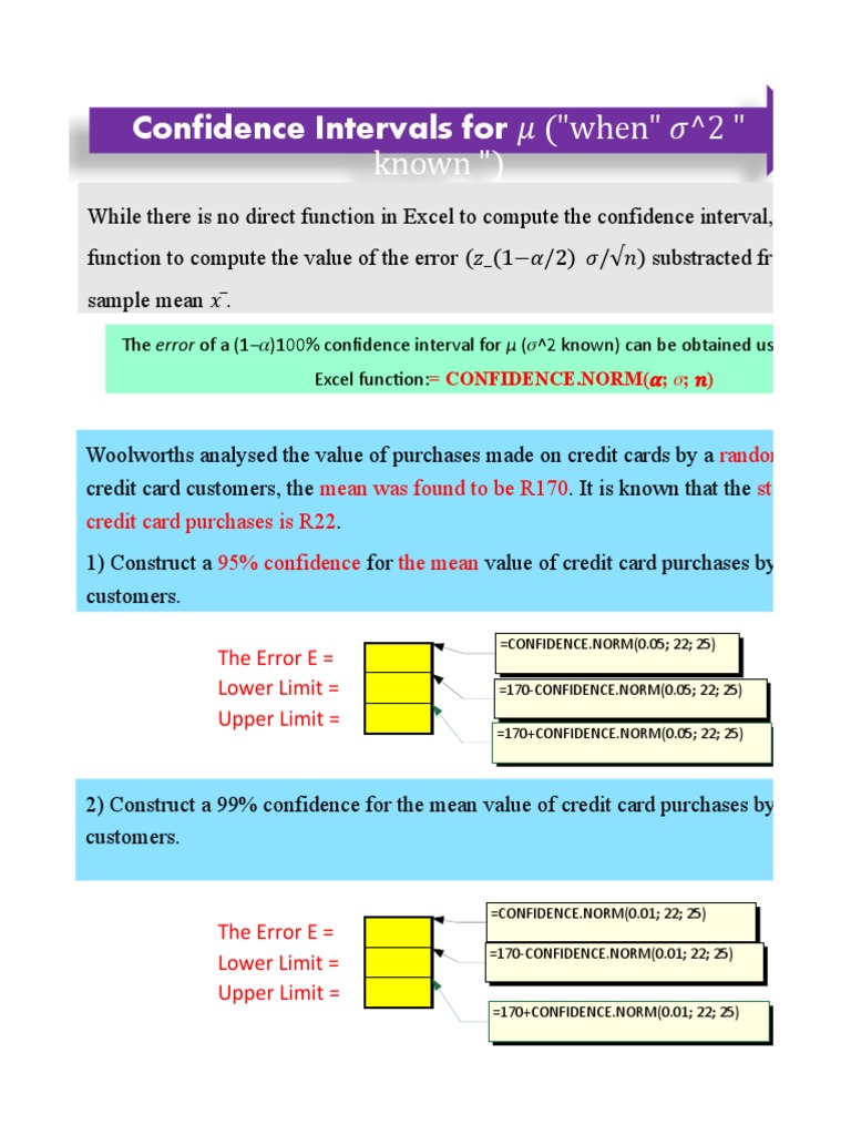 Excel Confidence Interval Guide | PDF | Confidence Interval | Statistics