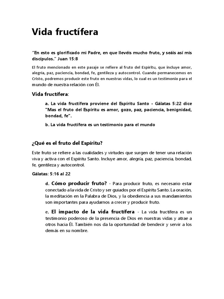 SERIE LA VID & YO - 003 Vida Fructifera PDF | PDF | Religión y ...