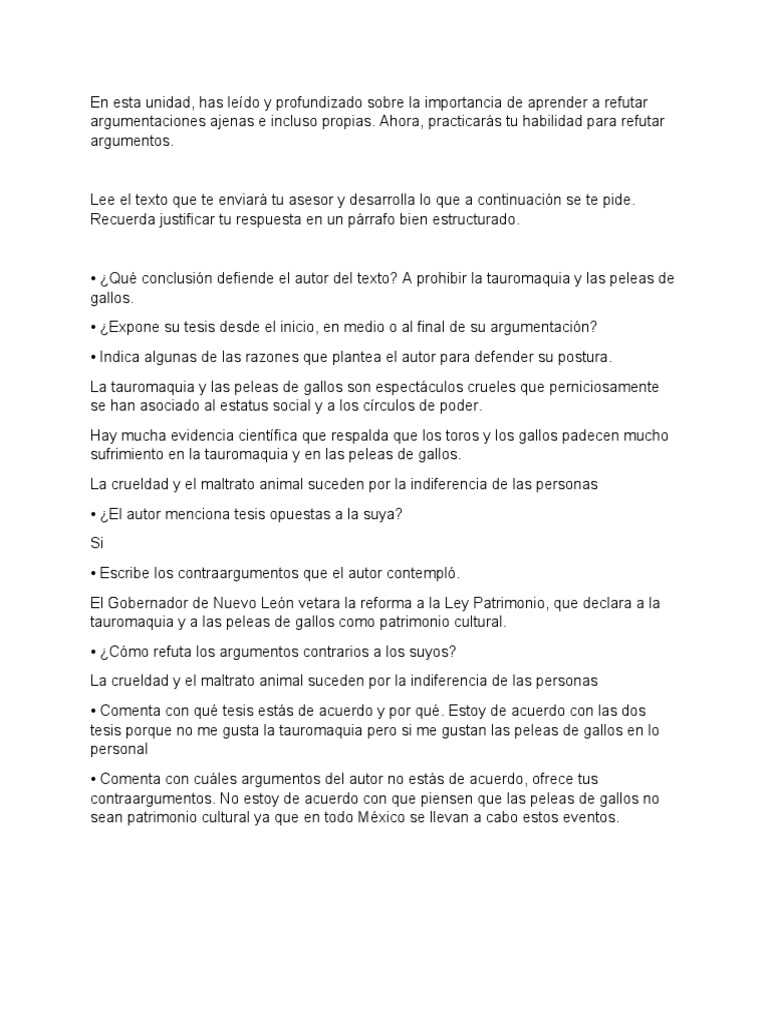 Actividad 4. Refutación de Argumentos | PDF