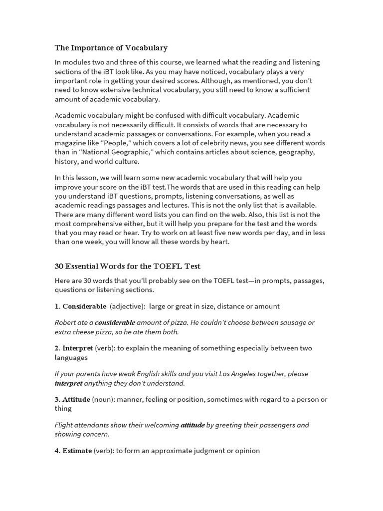 The Importance of Vocabulary | PDF | Vocabulary | Test Of English As A ...