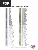 12 Ordinal Numbers List 1-100 | PDF
