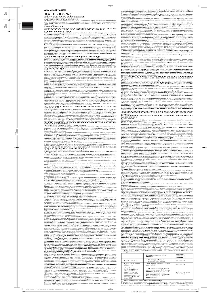 Bula - Klev 15 MG e 20 MG | PDF | AVC | Câncer
