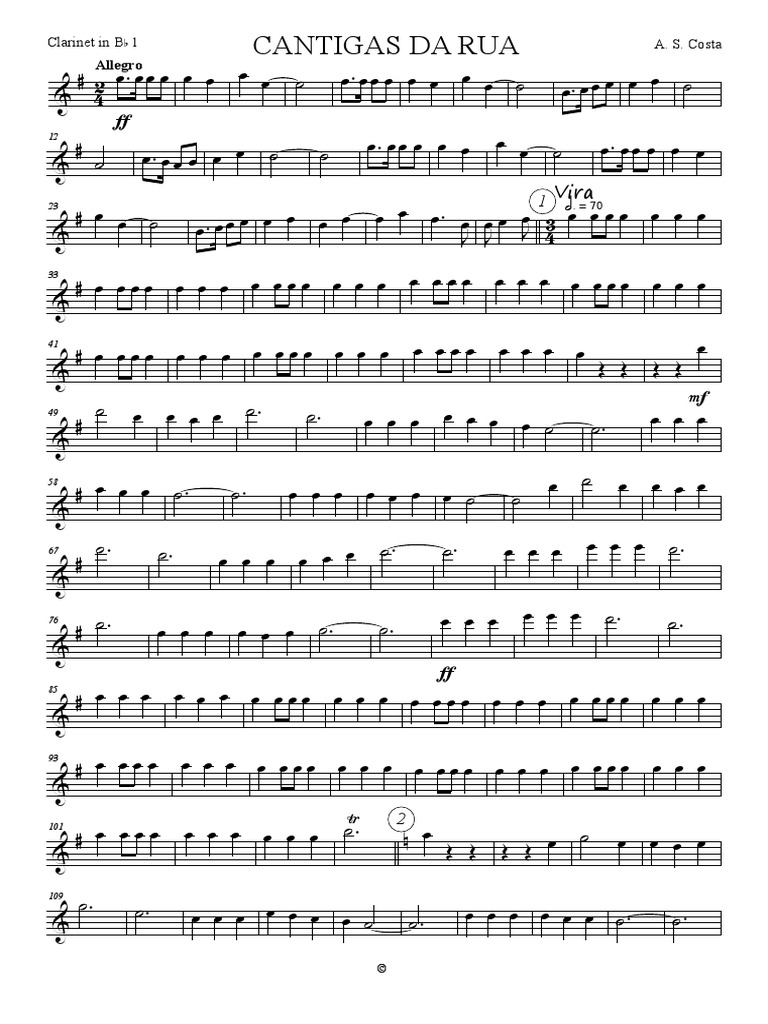 Cantigas Da Rua - Clarinet in BB 1 PDF | PDF