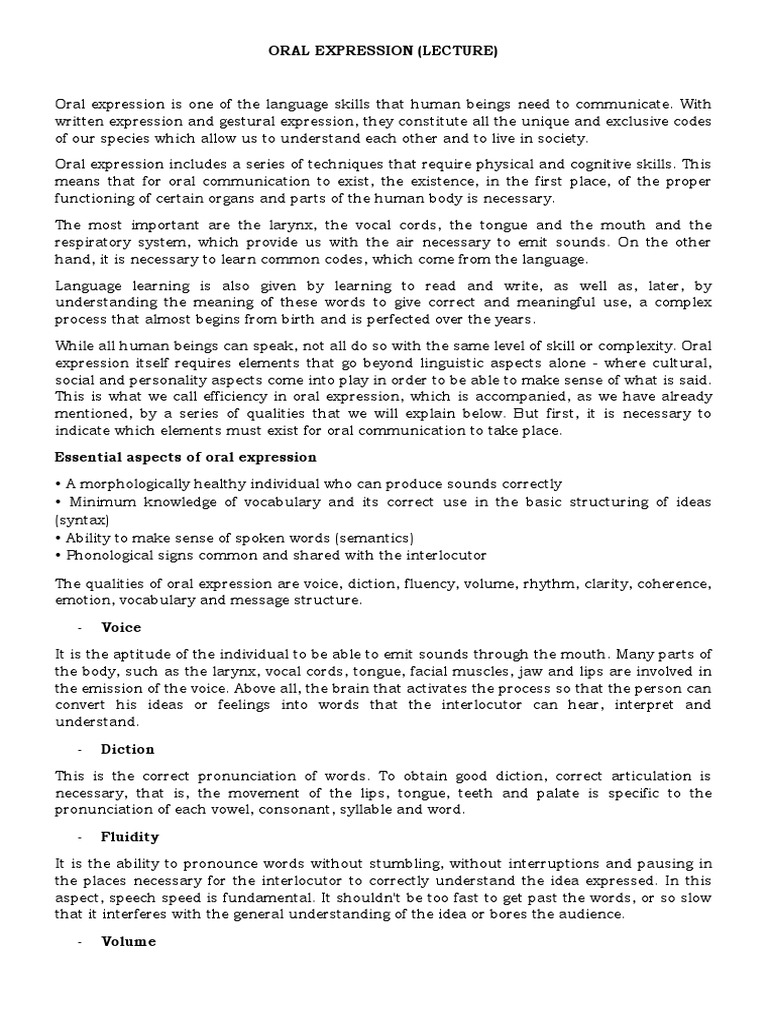 Oral Expression | PDF