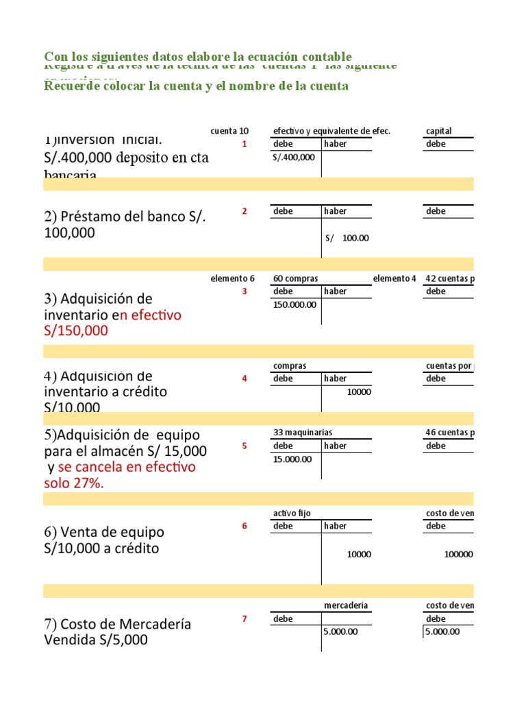 1EJERCICIOS PARTIDA DOBLE.xlsx | PDF | Contabilidad | Industrias de ...