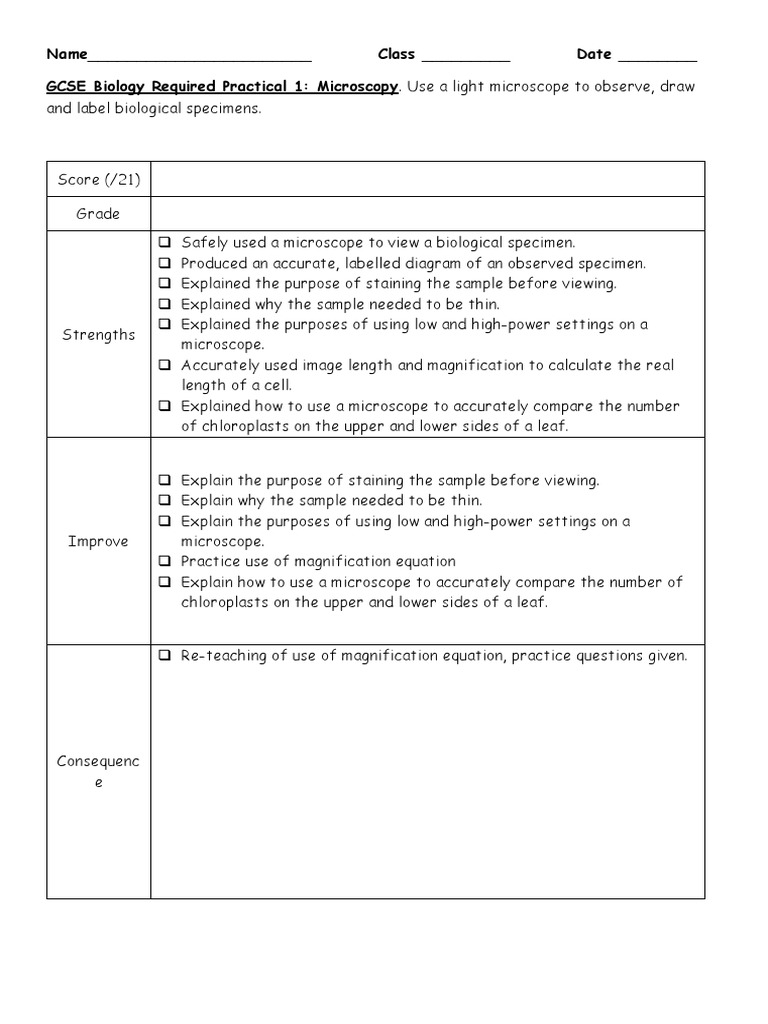GCSE Microscopy Practical Guide | PDF | Microscope | Microscopy