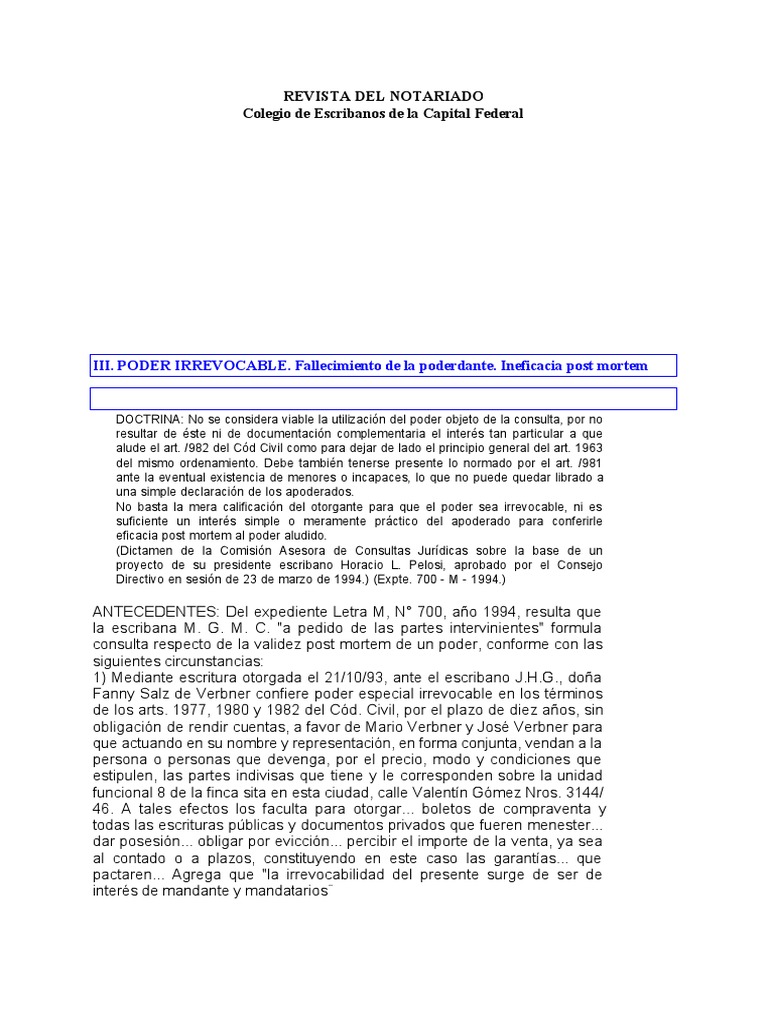 Poder Especial Irrevocable Plazo Vencido PDF | PDF