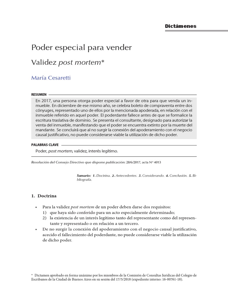 Poder Post Mortem: Validez y Requisitos | PDF | Justicia | Crimen y violencia