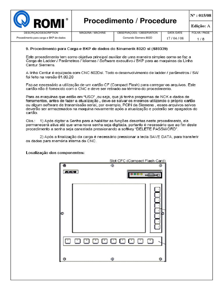 Procedimentos de Carga e BKP Siemens | PDF