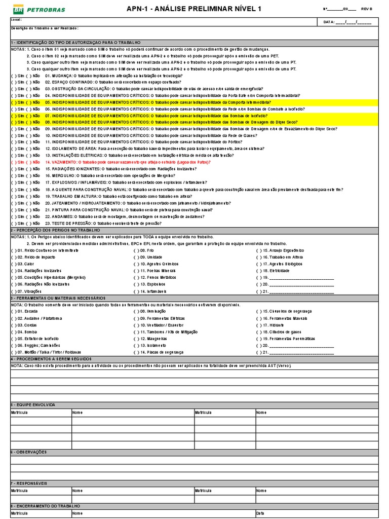PTAF - Permissão para Trabalho A Frio - Rev A | PDF | Mergulho ...