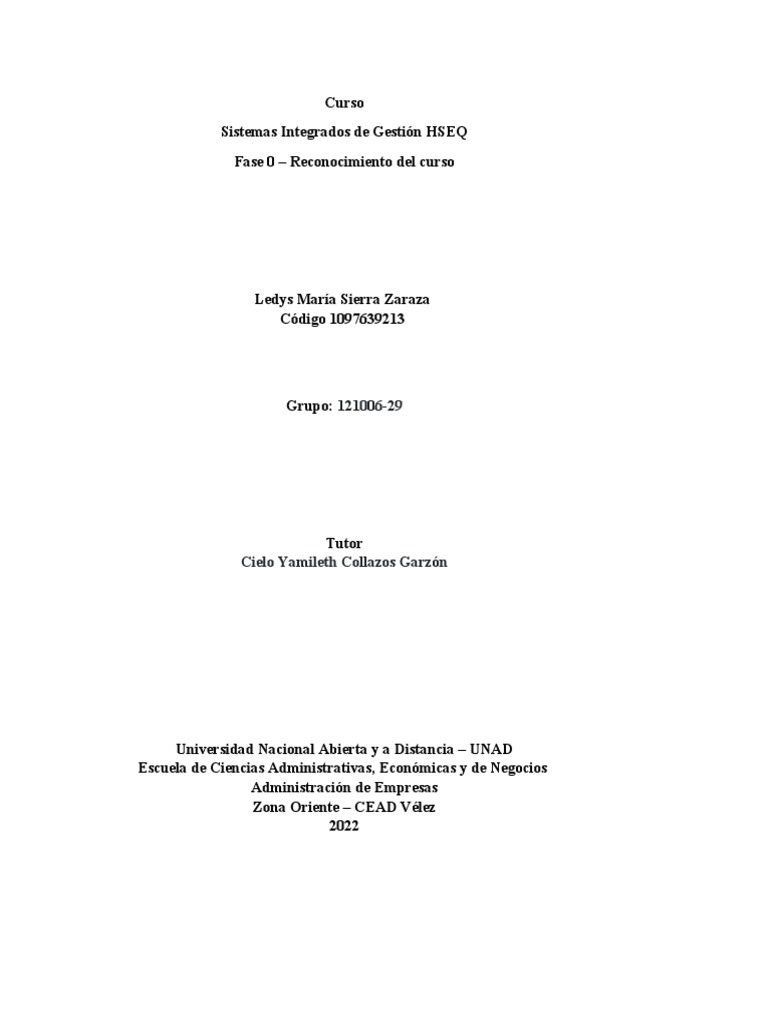 Sistema Integrado De Gestión Hseq Pdf