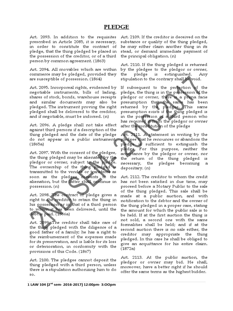 Legal Guide to Pledge Contracts | PDF | Mortgage Law | Foreclosure