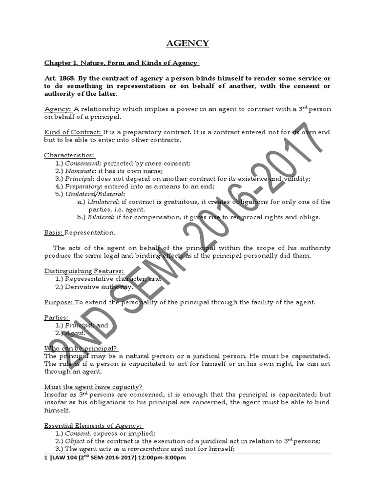 Agency | PDF | Law Of Agency | Legal Liability