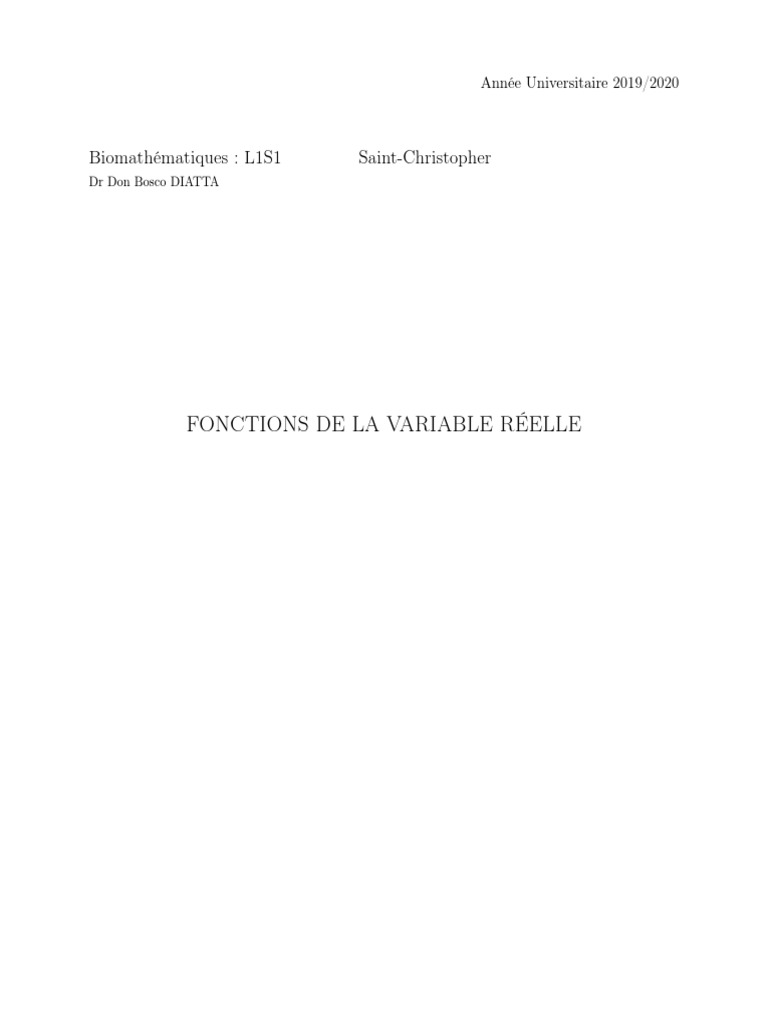 1.fonction de La Variable Réelle | PDF | Limite (mathématiques) | Fonction (Mathématiques)