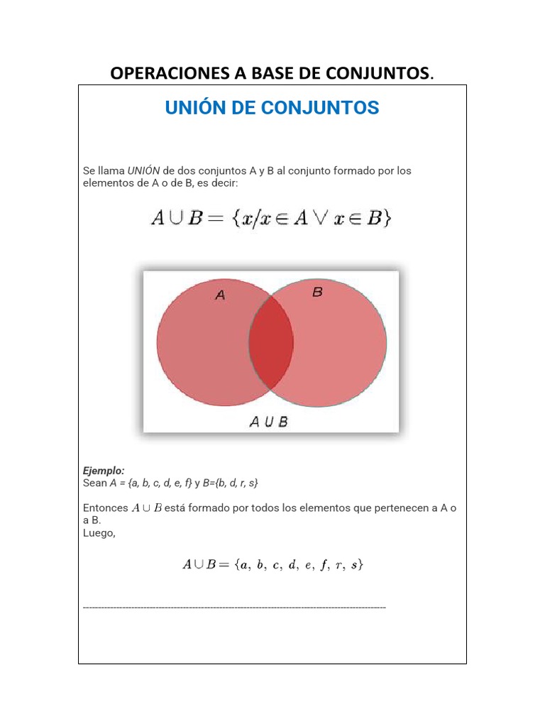 Operaciones Básicas con Conjuntos | PDF | Conjunto (Matemáticas ...