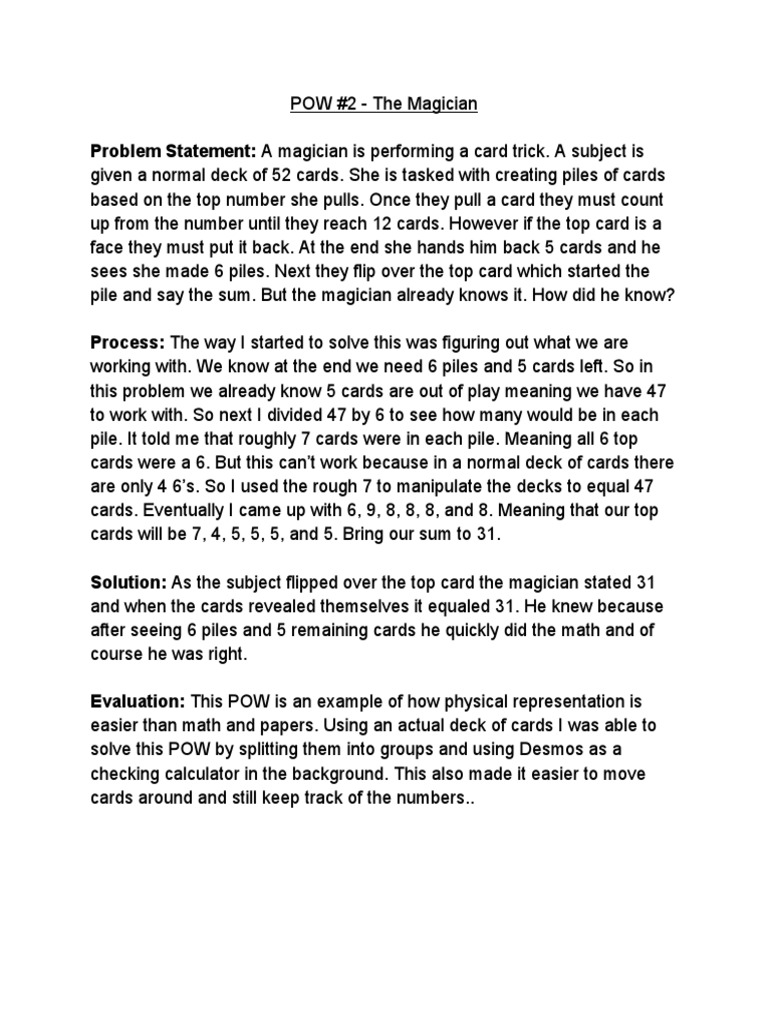 Caleb Bates - Pow 2 - The Magician | PDF | Teaching Methods & Materials ...