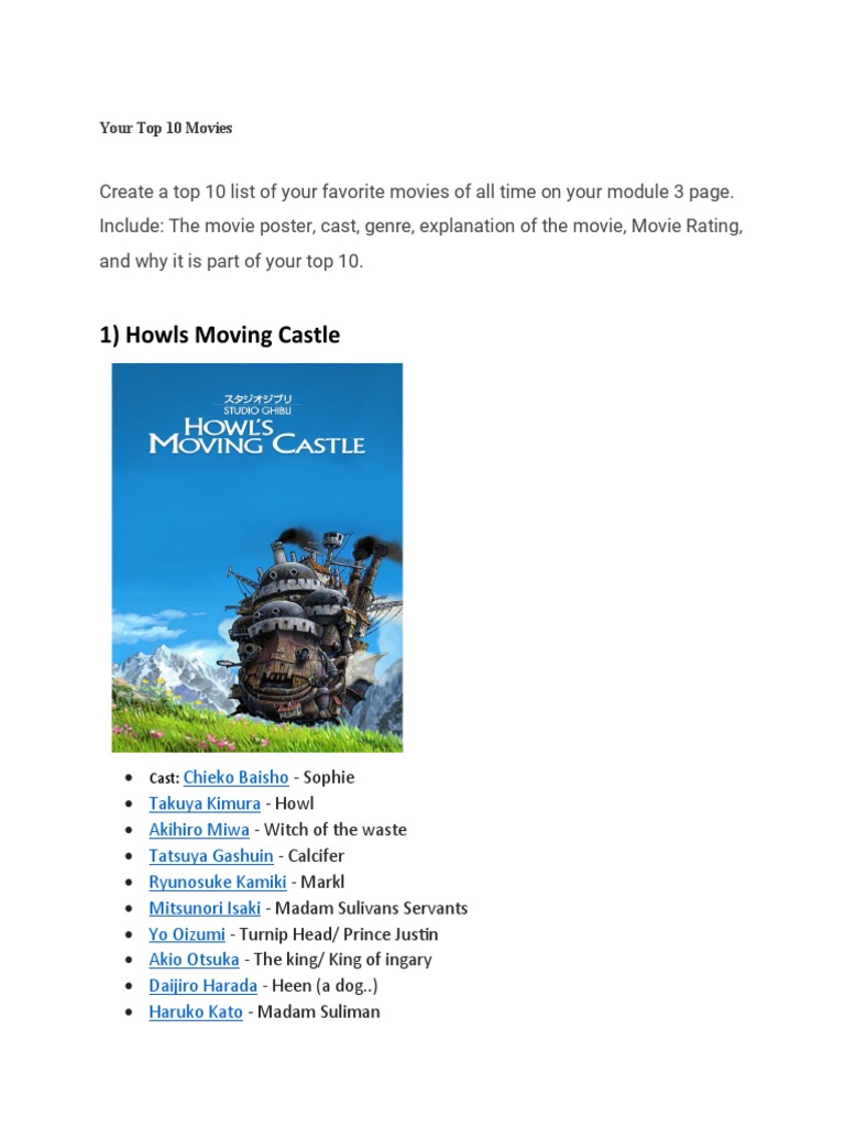 My Top 10 Movies | PDF | Art | Young Adult