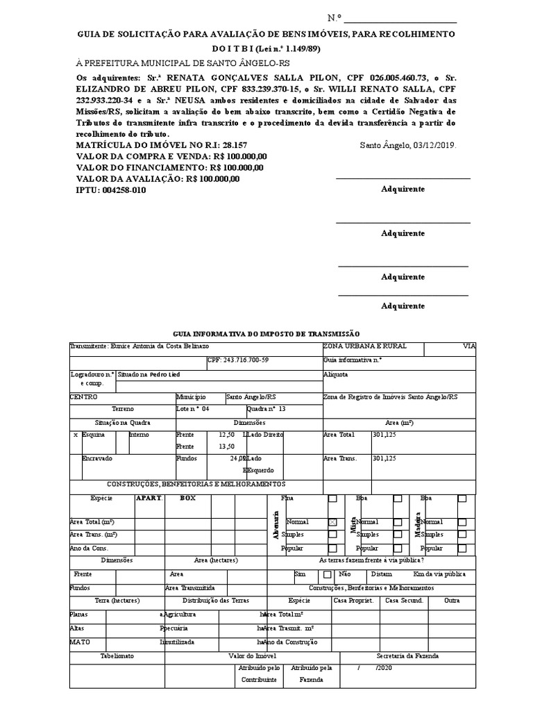 Guia de Solicitação ITBI Silvino | PDF | Economias | Impostos