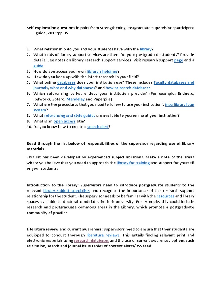 Self Exploration Questions | PDF | Libraries | Citation