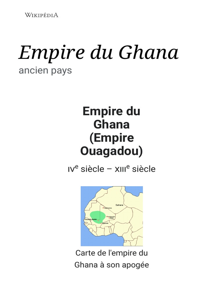 Histoire et carte de l'empire du Ghana | PDF | Afrique de l'Ouest | Afrique