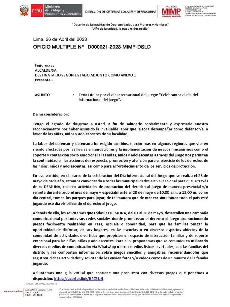 Oficio Multiple-000021-2023-Dsld PDF | PDF | Comunicación | Comunicación humana