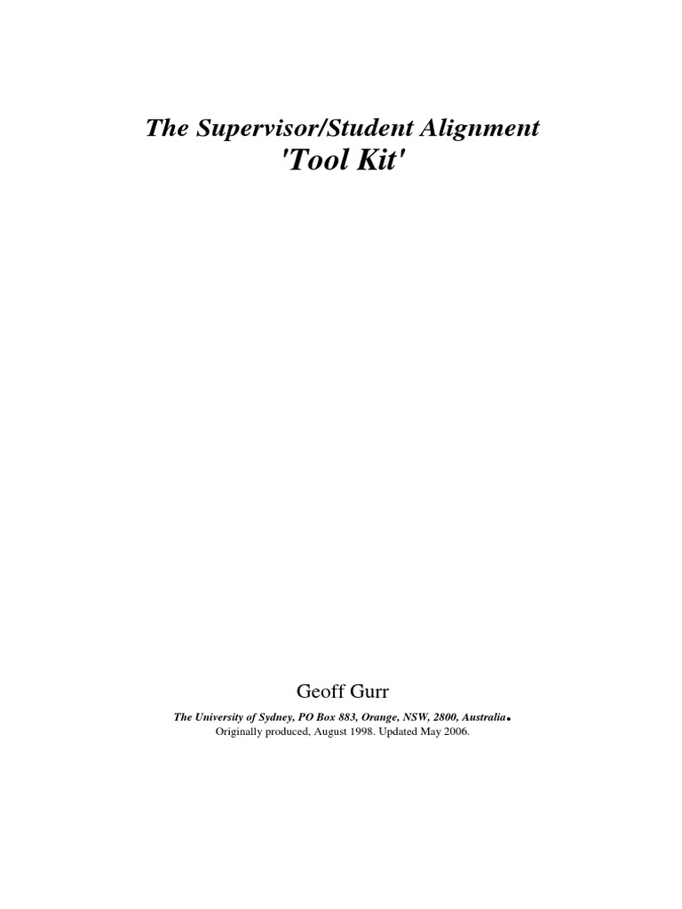 Supervisor/Student Alignment Toolkit | PDF | Doctor Of Philosophy ...