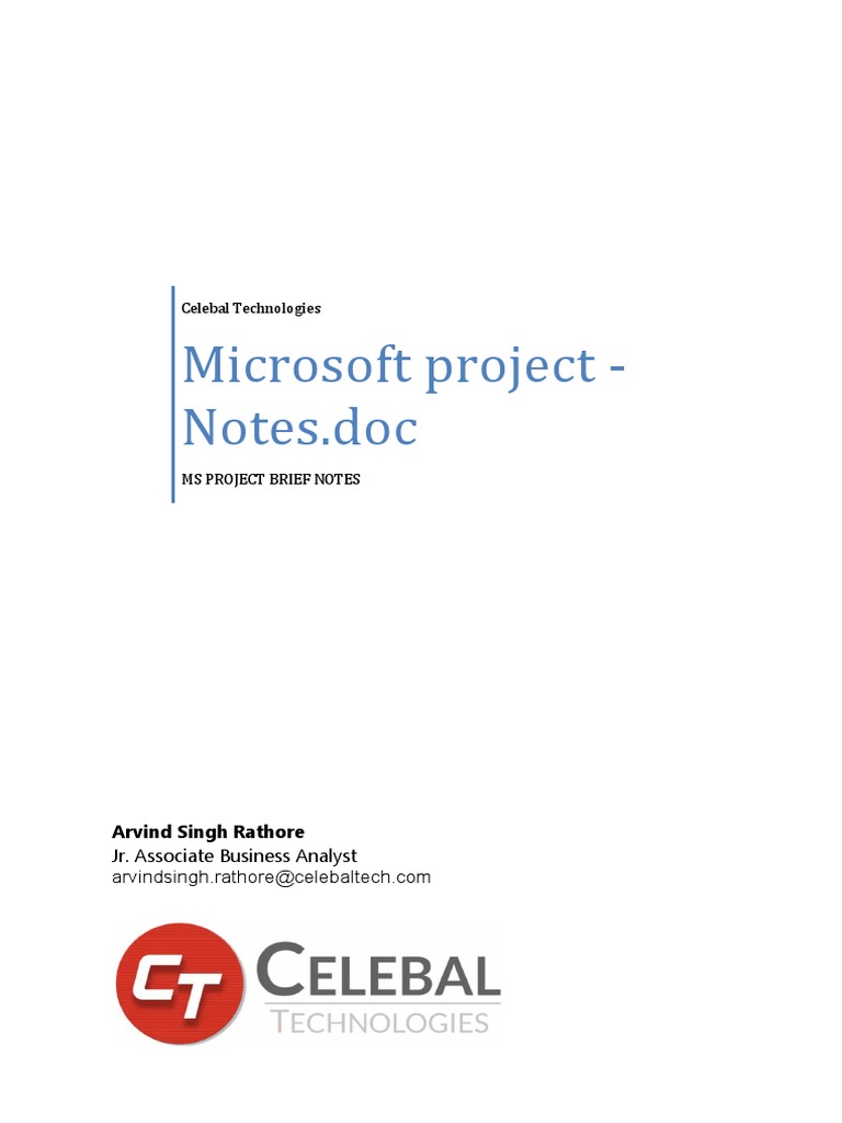 MS Project Notes | PDF | Project Management | Computing