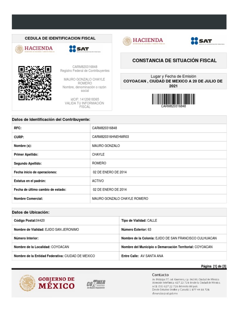 Constancia RFC - 20072021 | PDF | México | Gobierno