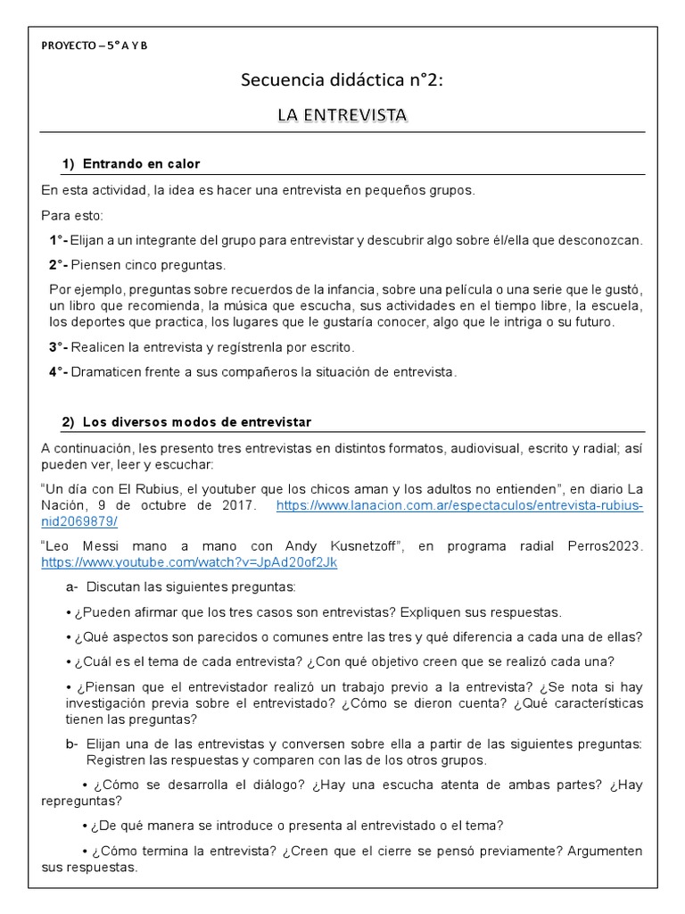 SD N°2 - Un 1 - La Entrevista PDF | PDF | Crecimiento personal y ...