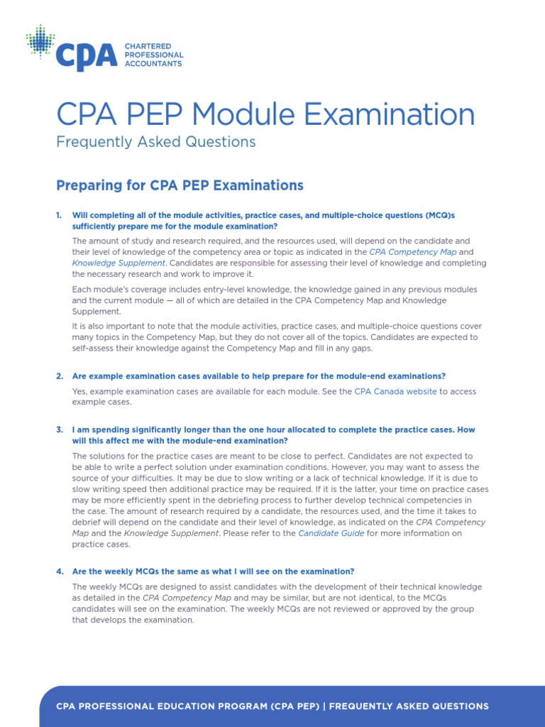 G10079 EC - CPA PEP Module Examination FAQ - EN | PDF | Certified ...