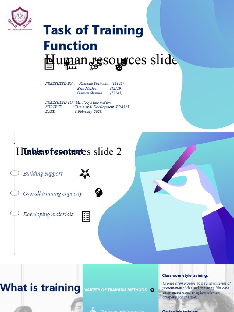 Task of Training Function | PDF | Instructional Design | Educational Technology