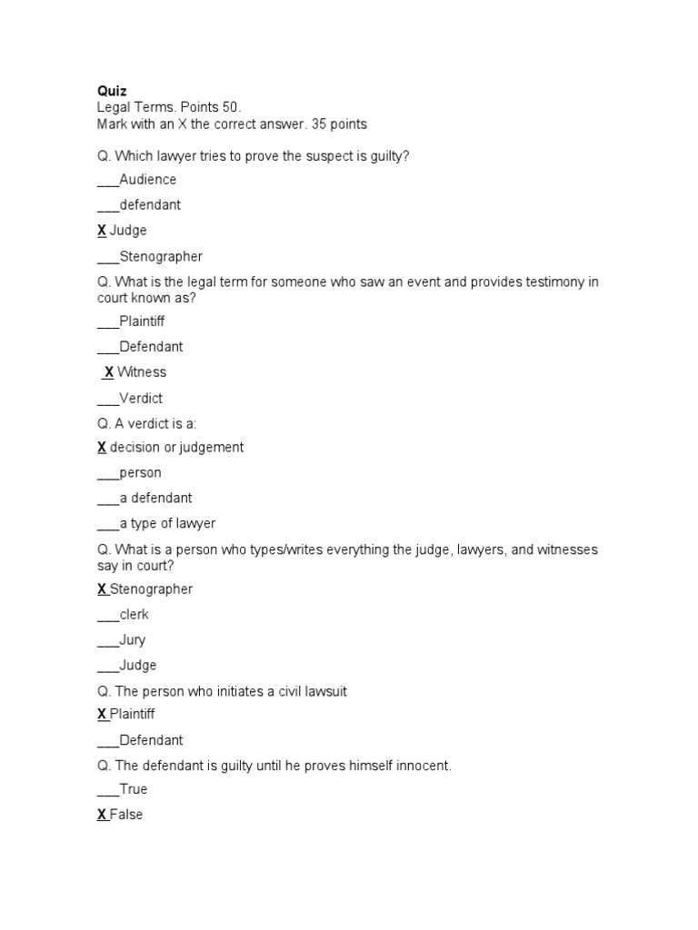 Quiz Law Vocabulary | PDF