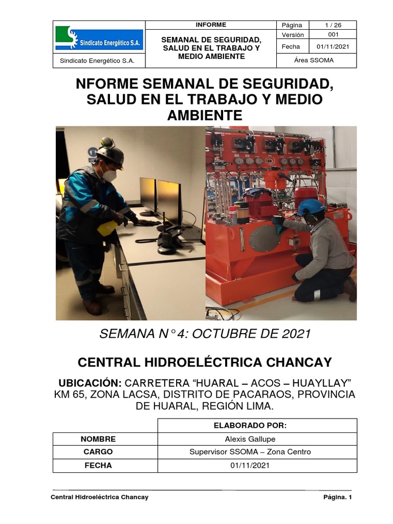 Informe Semanal de SSOMA Zona Centro - Semana #4-Octubre 2021 PDF ... Informe Semanal de SSOMA Zona Centro - Semana #4-Octubre 2021 PDF ...