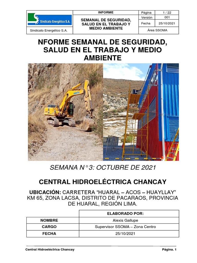 Informe Semanal de SSOMA Zona Centro - Semana #3-Octubre 2021 ... Informe Semanal de SSOMA Zona Centro - Semana #3-Octubre 2021 ...