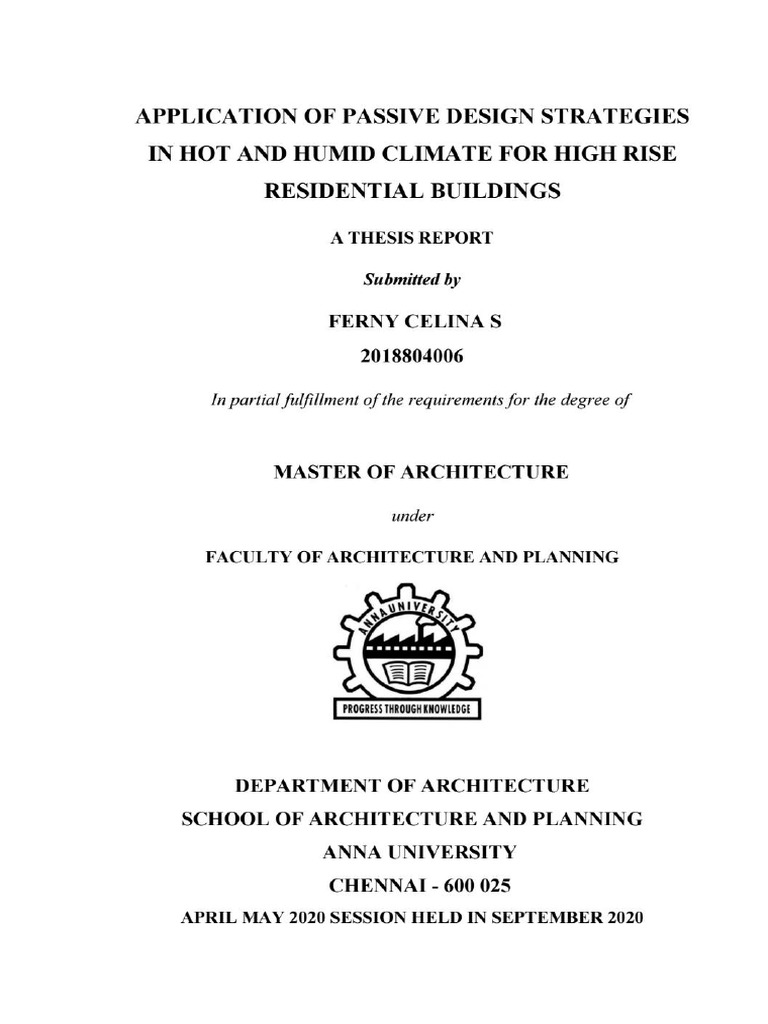 Application of Passive Design Strategies in Hot and Humid Climate For ...