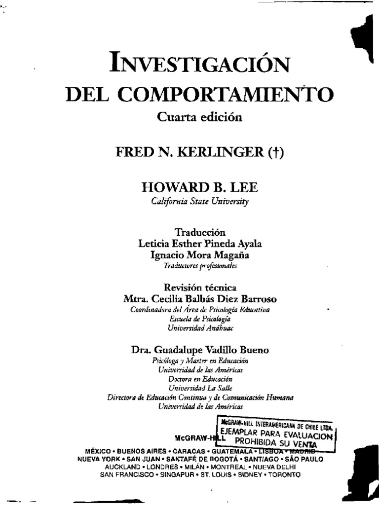 Investigacion Del Comportamiento - Kerlinger PDF | PDF