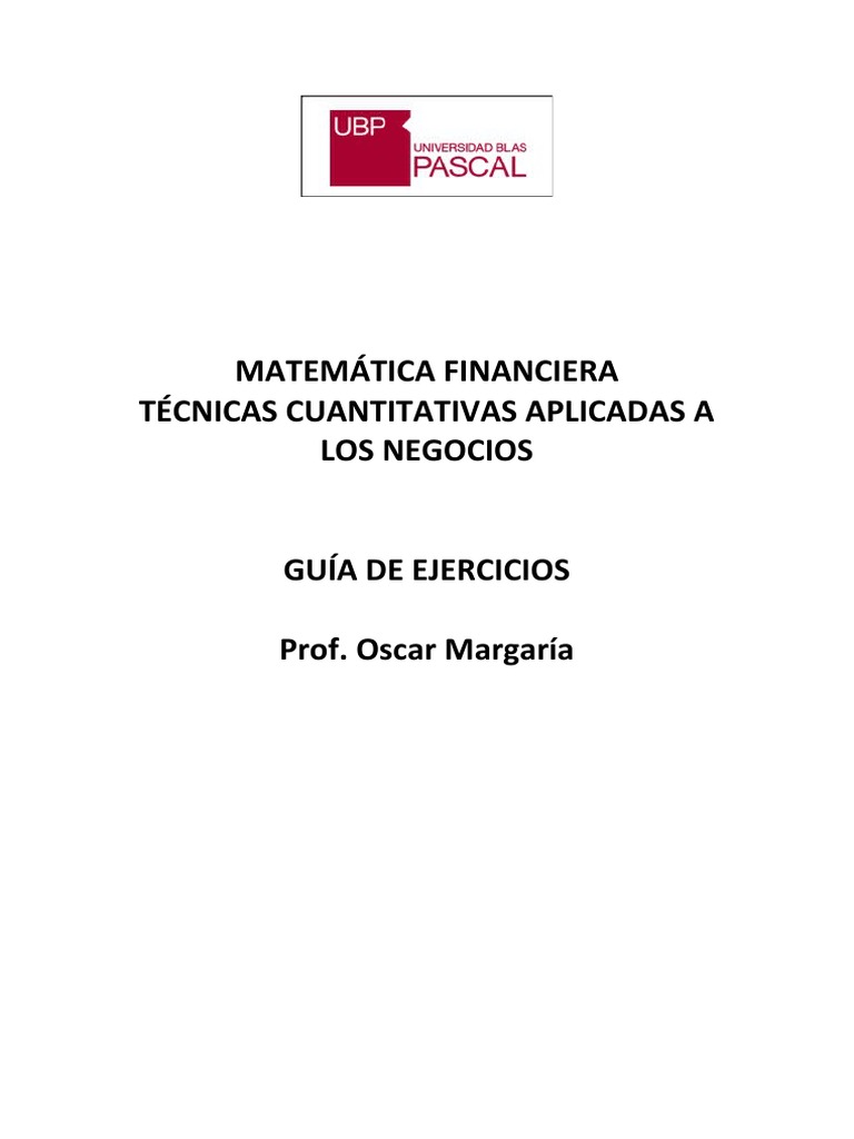 Ejercicios de Matemática Financiera | PDF | Bancario | Métodos matemáticos y cuantitativos ...