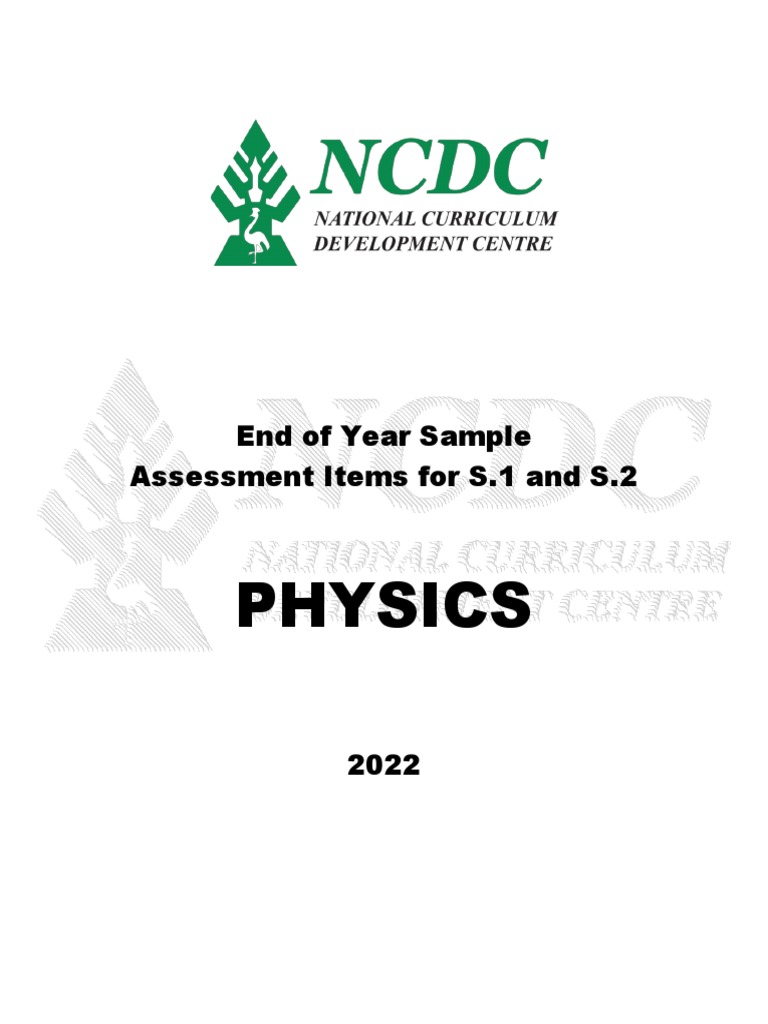NCDC-S1-S2 Physics Sample Assessment Items 2022-1 | PDF | Weight | Density