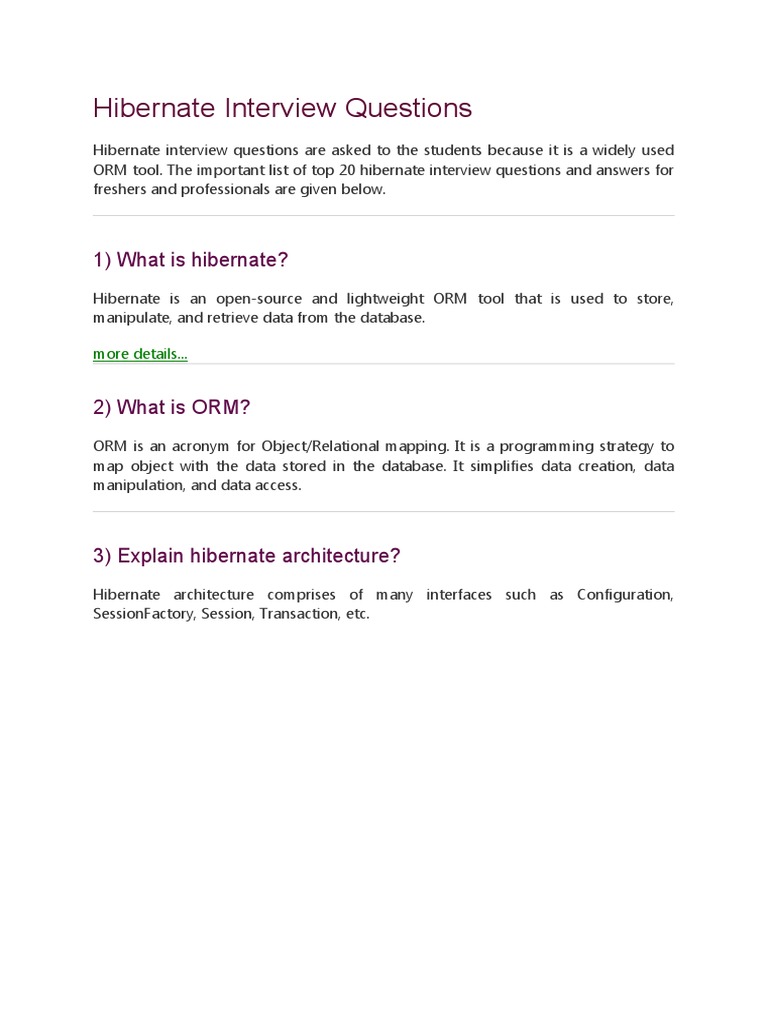 Hibernate Interview Questions | PDF | Databases | Sql Hibernate Interview Questions | PDF | Databases | Sql