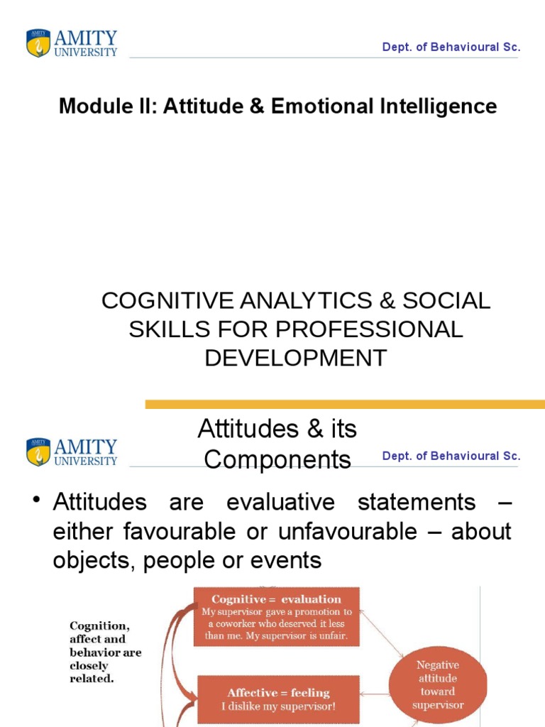 Module II- Attitudes & Emotional Intelligence | PDF | Attitude (Psychology) | Emotions