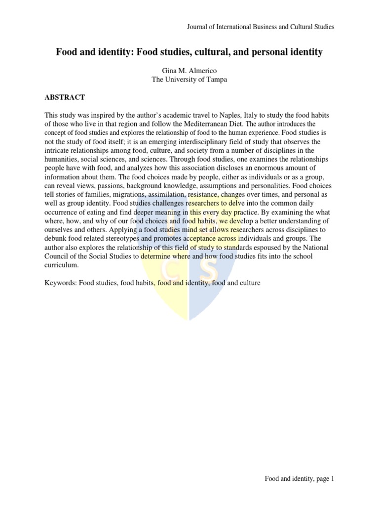 Food and identity- Food studies, cultural, and personal identity .pdf ...