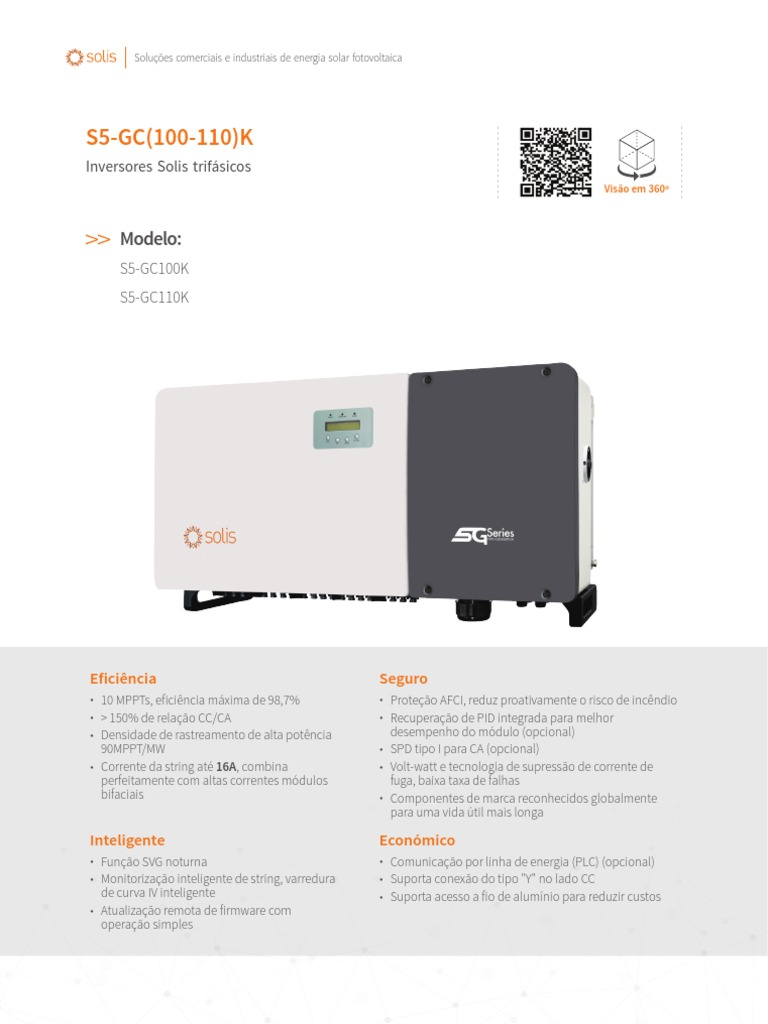 Datasheet S5-GC (100-110) K BRA V2.1 2022 09 PDF | PDF | Fotovoltaica | Potência (Física)