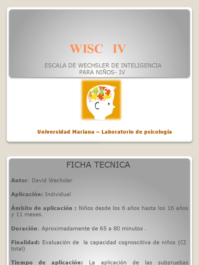Wisc Iv | PDF | Ciencia cognitiva | Cognición