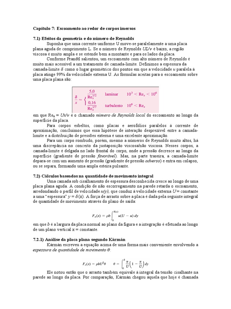 Resumo MecFlu - White (Cap7) | PDF | Camada limite | Mecânica dos fluidos