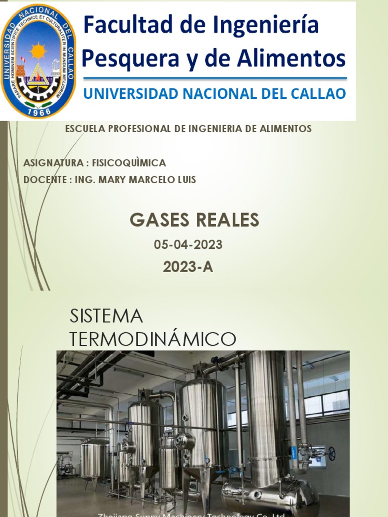 Gas Reales - Primera Clase | PDF | Gases | Termodinámica