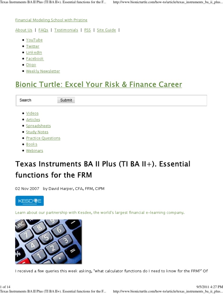 Texas Instruments BA II Plus (TI BA II+) | PDF | Bond Duration | Bonds ...